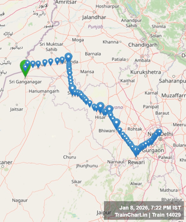 14029 train coach position running status with live route map
